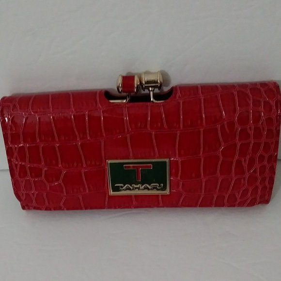 Tahari | Bags | Tahari Euc Bifold Red Wallet | Poshmark